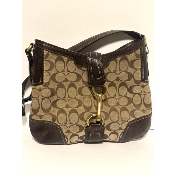 Coach | Bags | Coach Brown Signature Hampton Logo Leather Purse ...